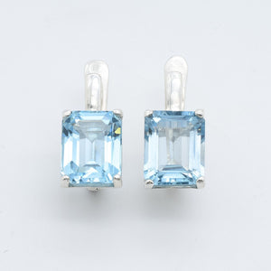 Blue Square Earrings - Natural Blue Topaz, Blue Drop Earrings – Adina ...