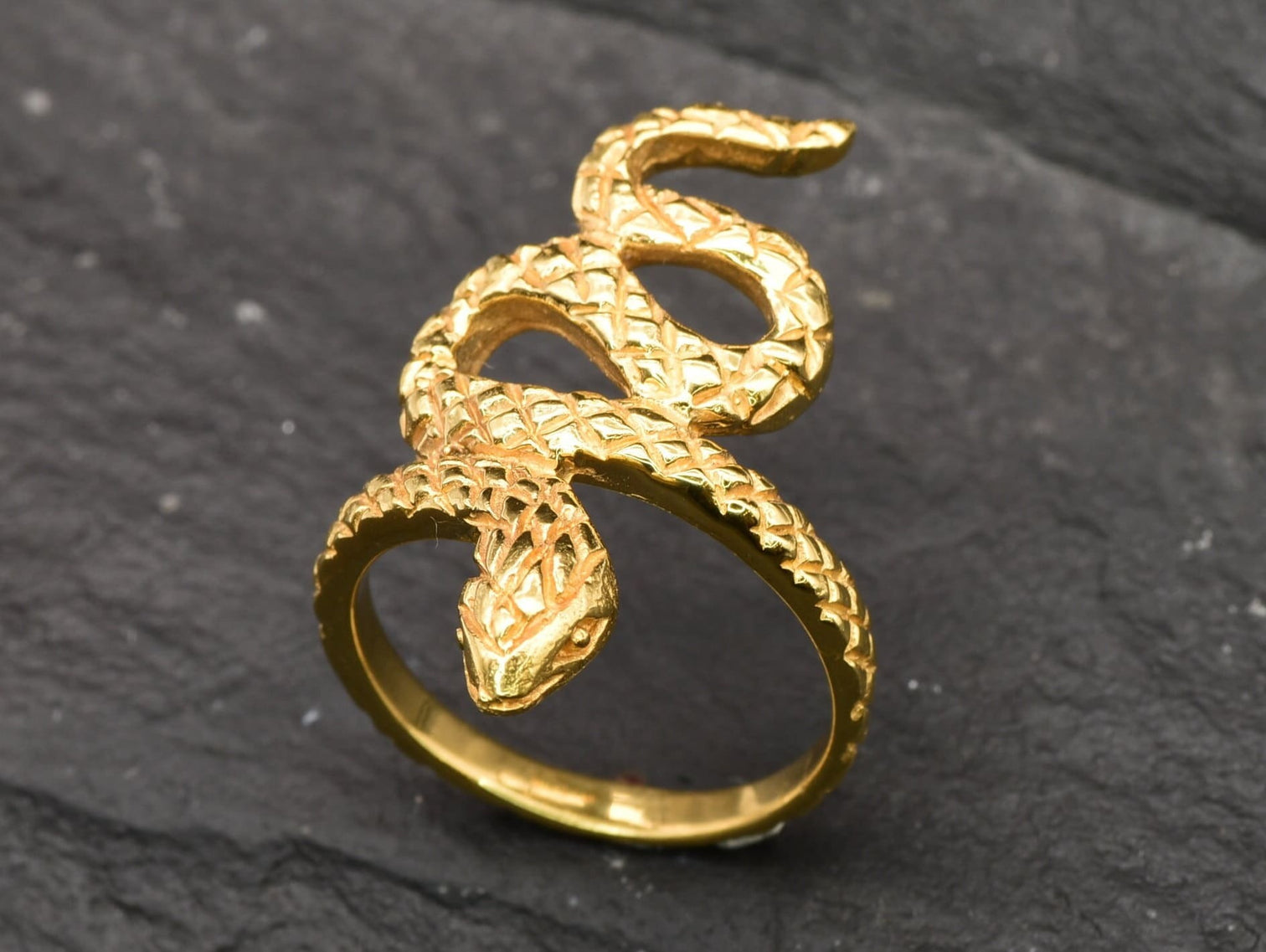 Gold Snake Ring -Long Snake Ring, Gold Serpent Ring – Adina Stone Jewelry