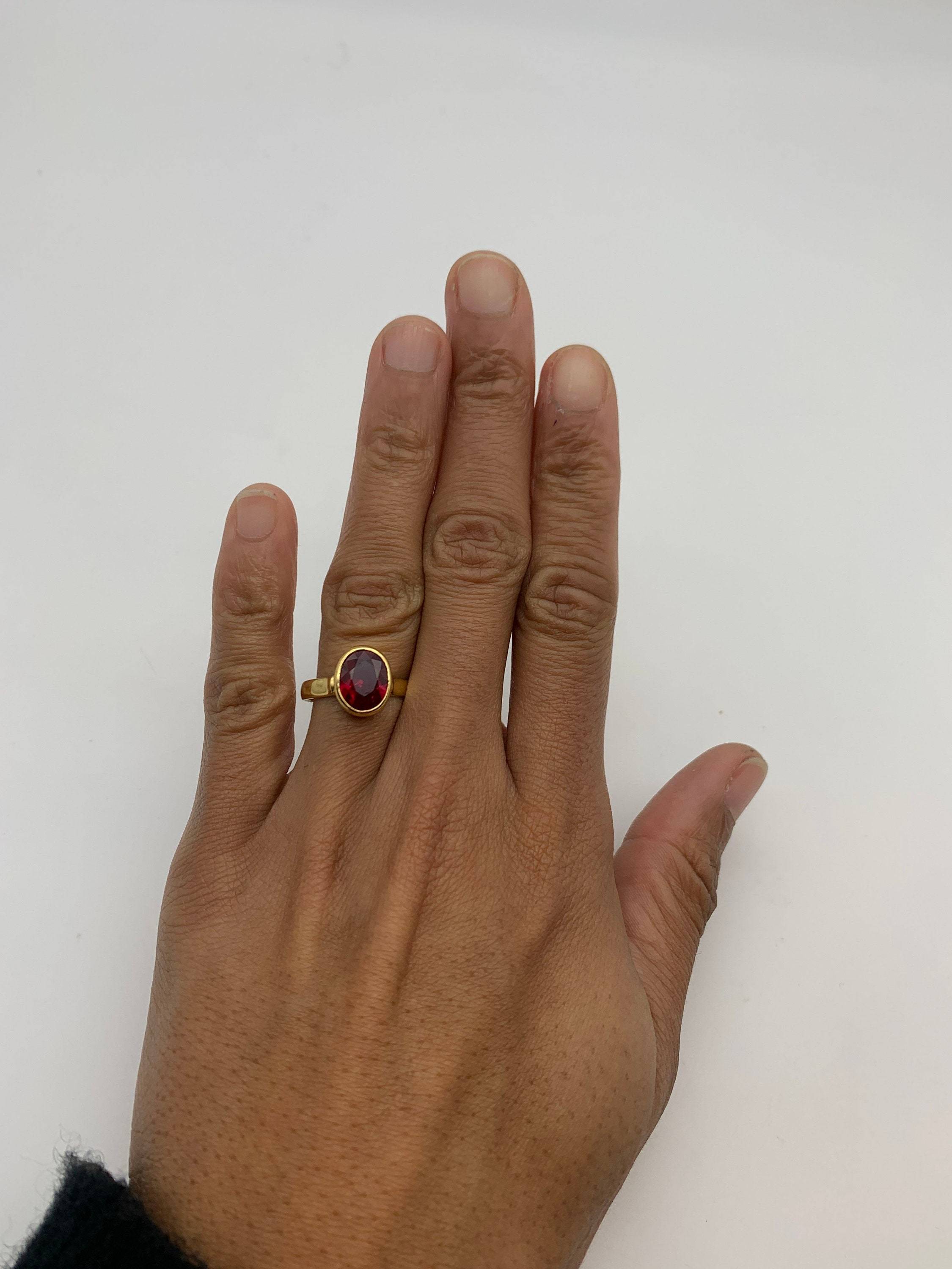 Solitaire Ruby Ring - Gold Ruby Band, July Birthstone Ring – Adina Stone Jewelry